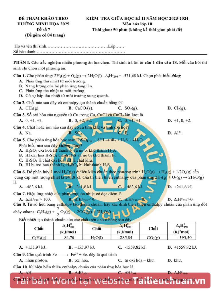 De 7 On Tap Tham Khao Hoa 10gk2 Theo Huong Minh Hoa 2025imagemarked - 1600 - PDF - Gdrive.vip | PDF