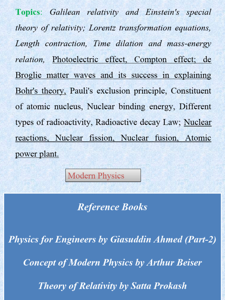 Modern Physics: Relativity & Nuclear Concepts | PDF | Atomic Nucleus ...