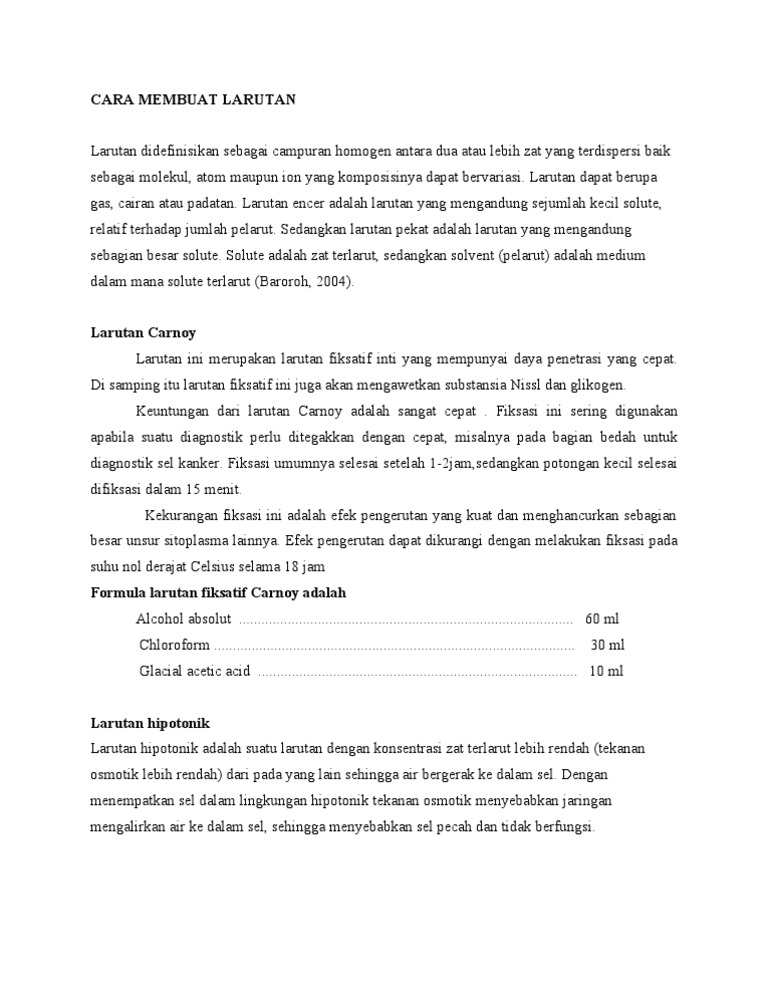 Fungsi dan Cara Membuat Larutan Carnoy | PDF | Sains & Matematika