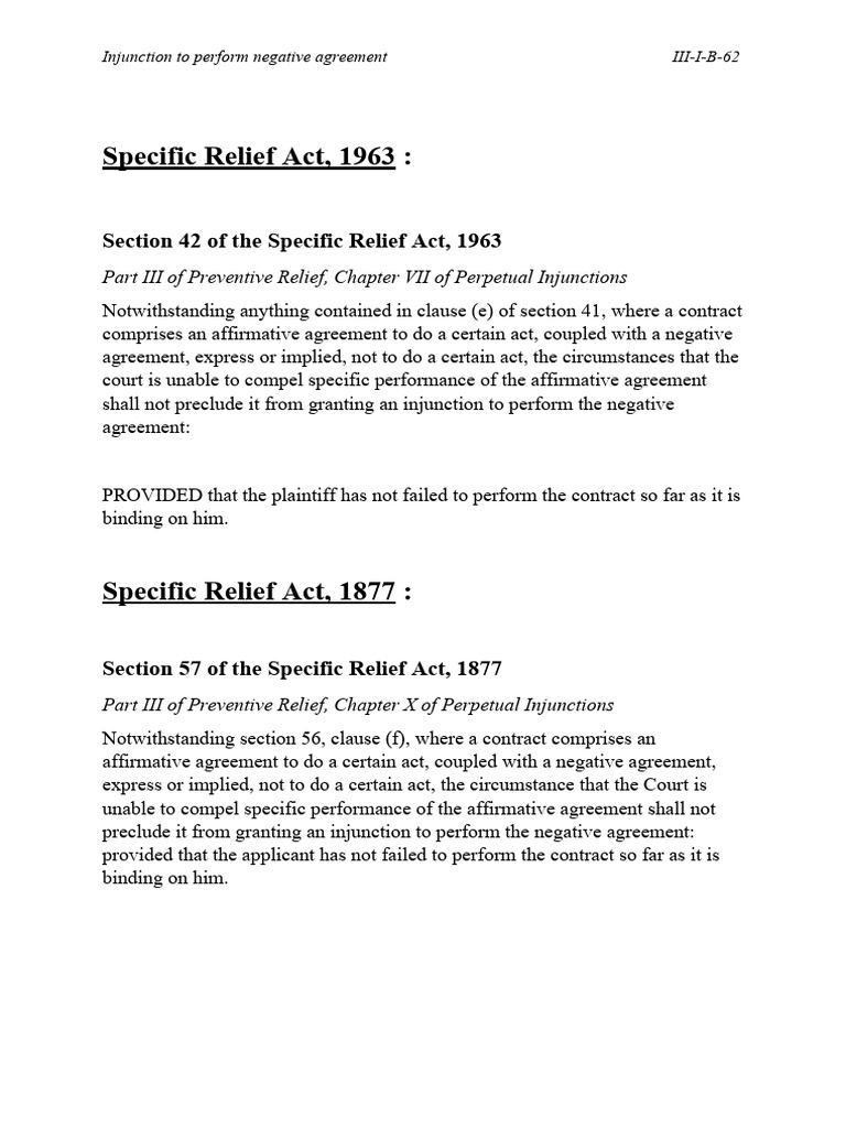Injunction To Perform Negative Agreement | PDF | Legal Remedy ...