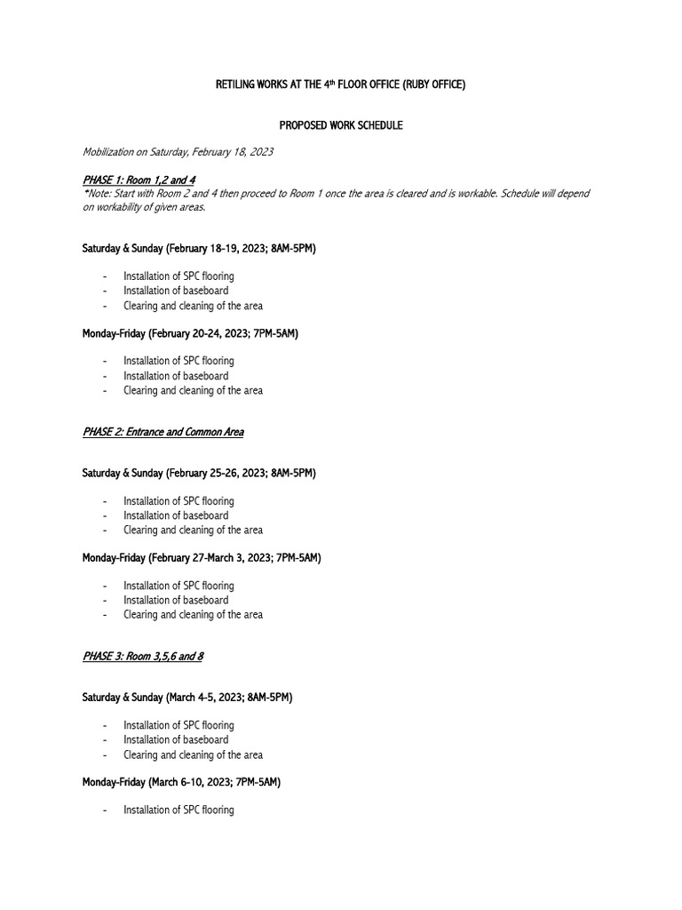 Retiling Works at The 4TH Floor Office1 | PDF | Technology & Engineering