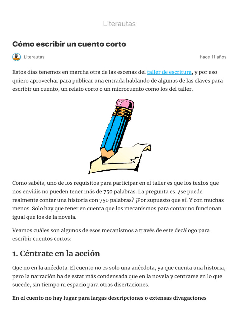 Cómo escribir un cuento corto | Literautas | PDF | Cuentos | Narración