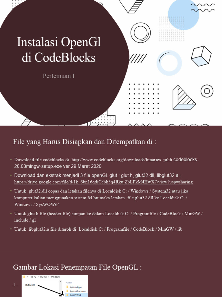 Instalasi OpenGl di CodeBlocks | PDF