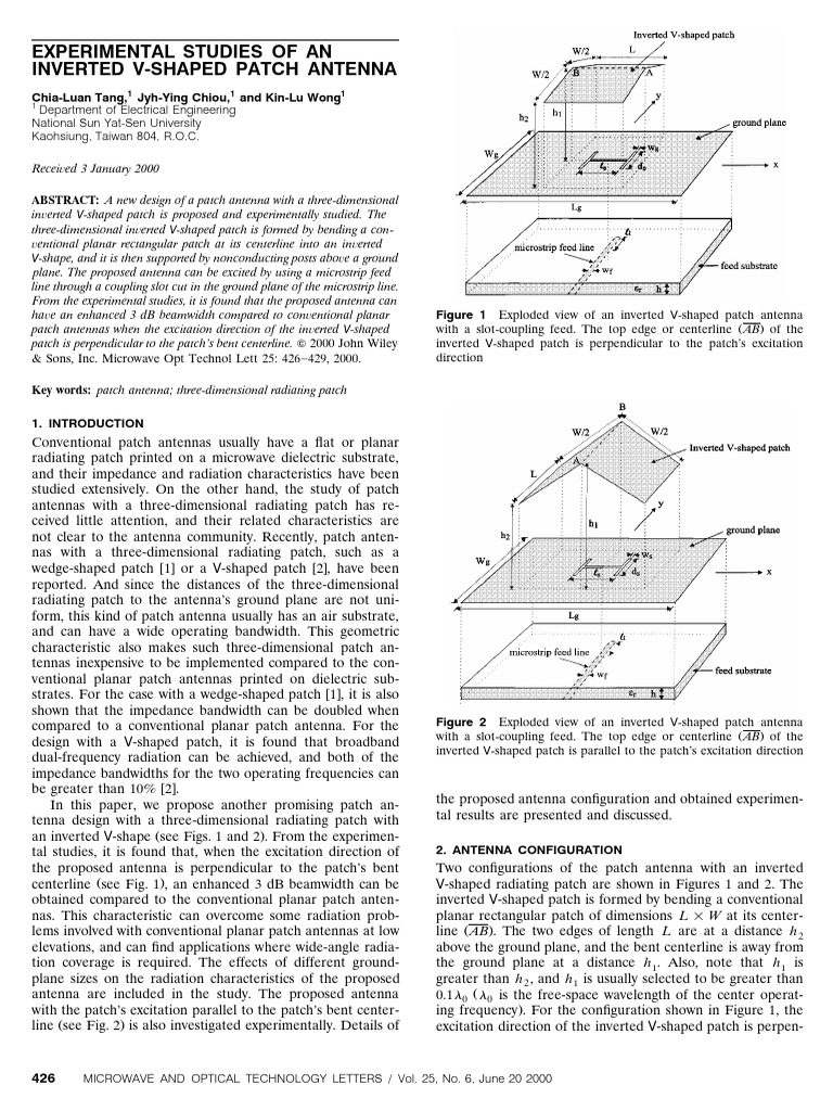 EXPERIMENTAL STUDIES OF AN Inverted V-Shaped Patch Antenna | PDF ...