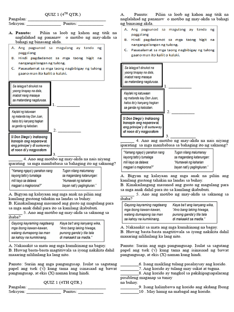 Quiz 1 4th Qtr. | PDF