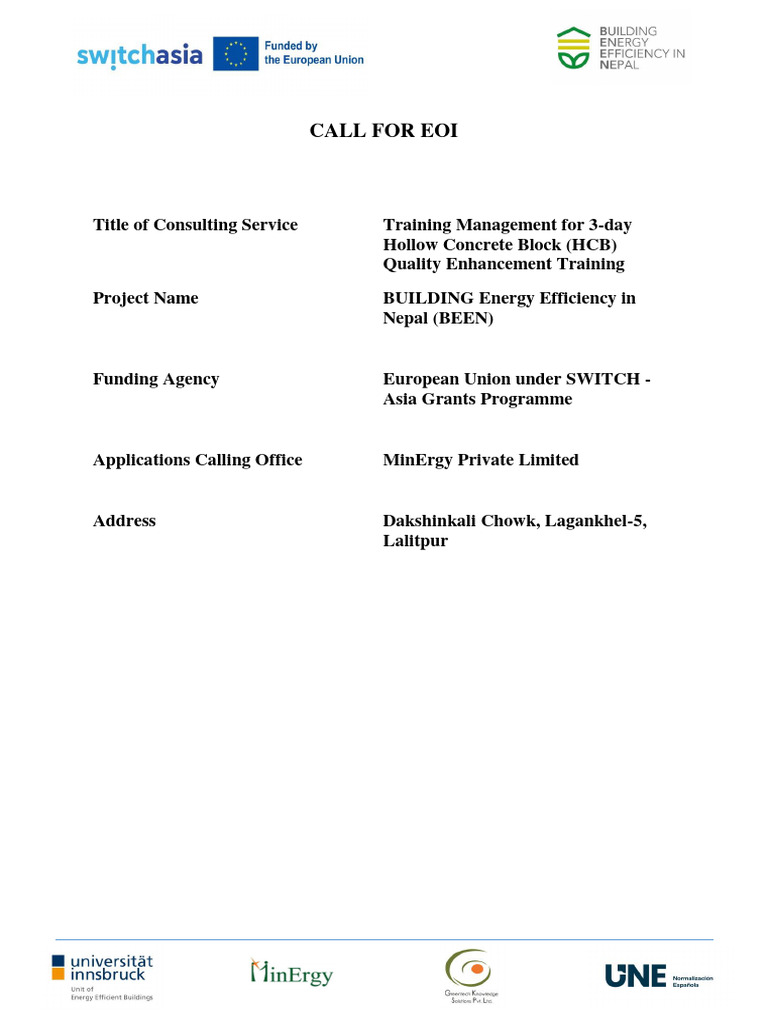 TOR - Training Management For 3 Day Hollow Concrete Block HCB Quality ...