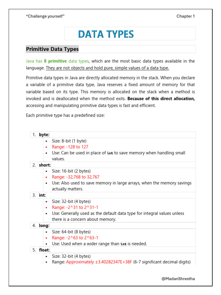 Data Types Chapter 1 | Download Free PDF | Data Type | Class (Computer Programming)