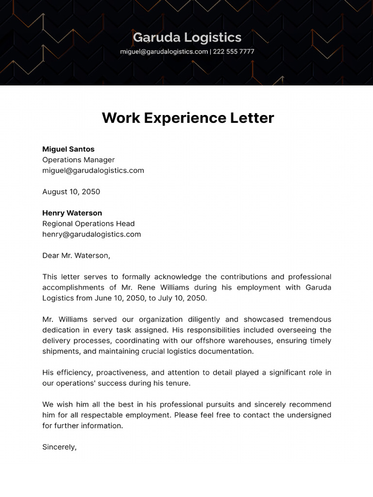 Sales Executive Experience Letter | PDF