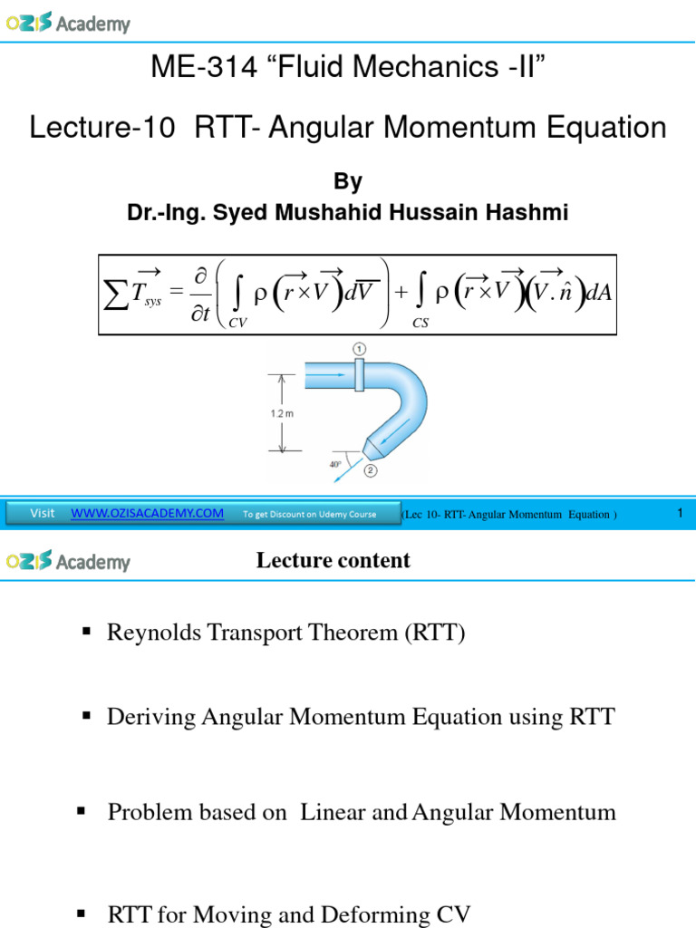 Lecture 10 RTT - Angular Momentum Equation | PDF | Momentum | Velocity