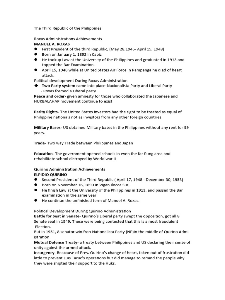 President of Third Republic | PDF | Philippines