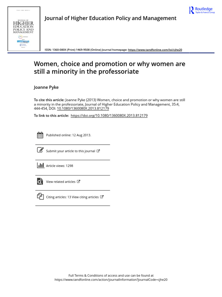 Women Choice and Promotion or Why Women Are Still A Minority in The ...