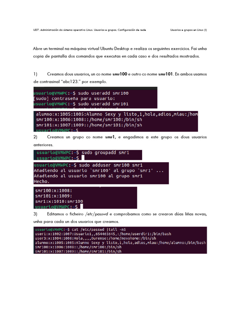 UD7.A1. - Usuarios e Grupos en Linux - Jeiko | PDF
