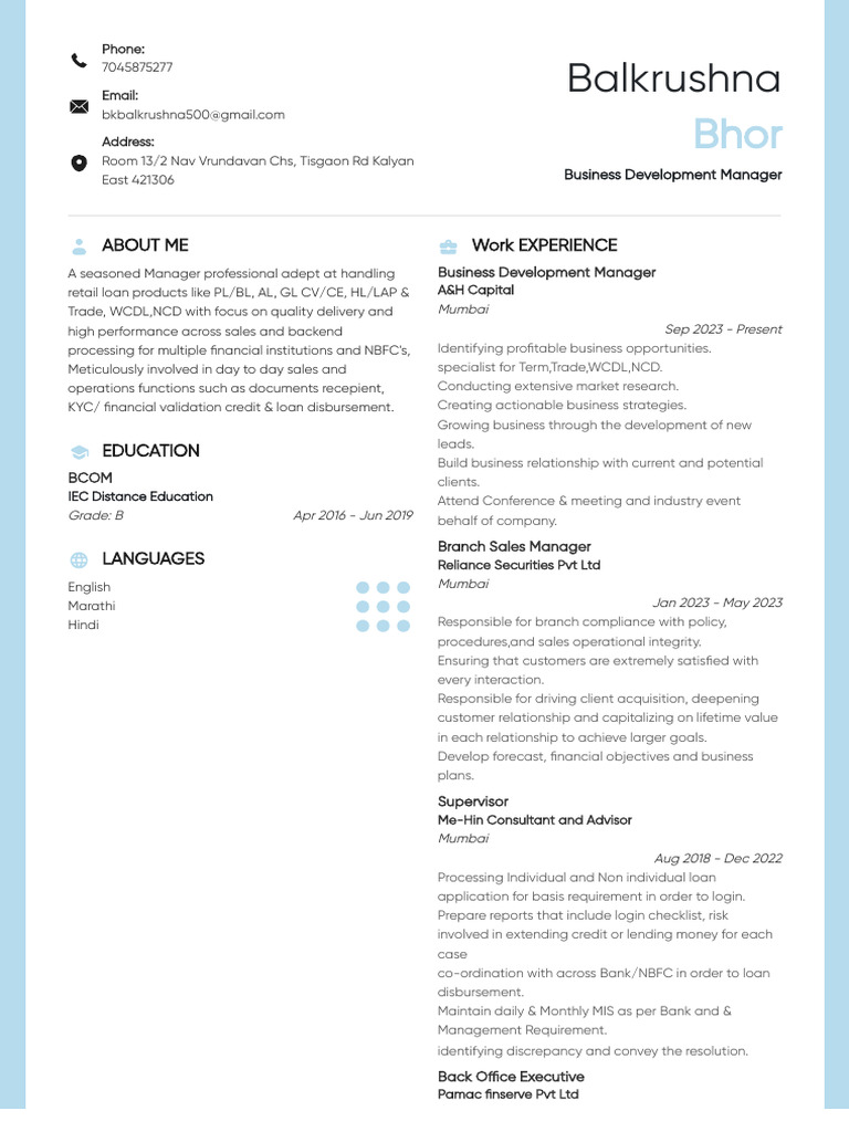 Balkrushna Bhor | PDF | Banks | Loans