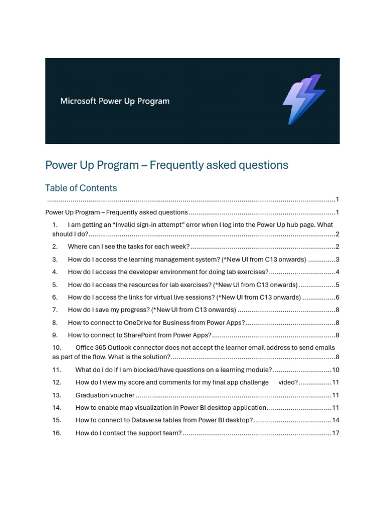 Power Up Program - FAQs | PDF | Login | Computing