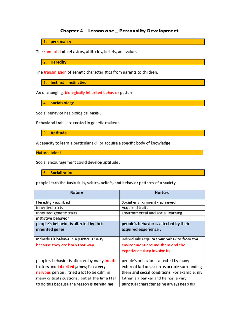 Personality: Nature vs. Nurture | PDF | Behavior | Heredity