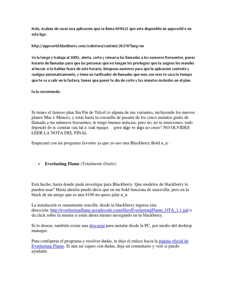 Blackberry Como Cortar Las Llamadas | Descargar gratis PDF | Mora | Nokia