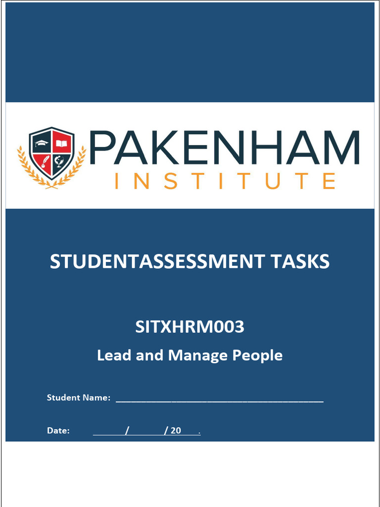 Student Assessment Task Sitxhrm003 | PDF | Goal | Leadership
