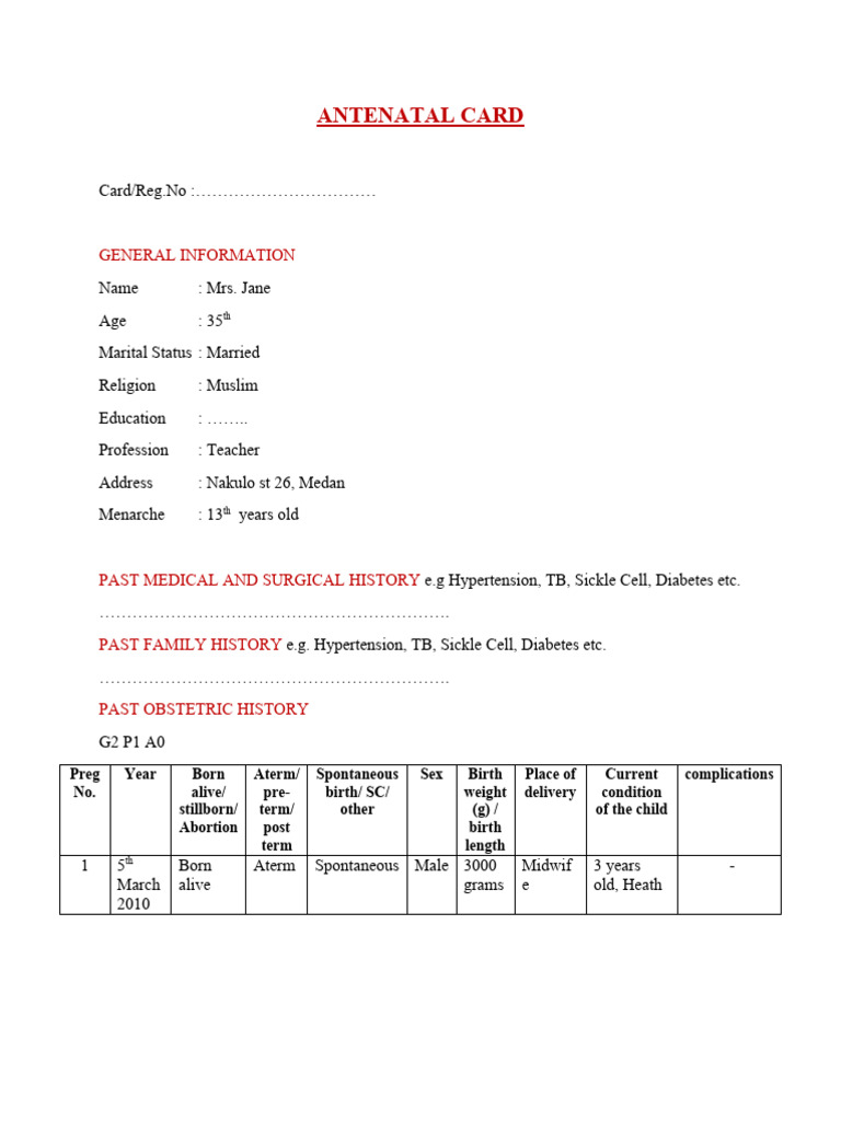 Antenatal Record for Expecting Mothers | PDF