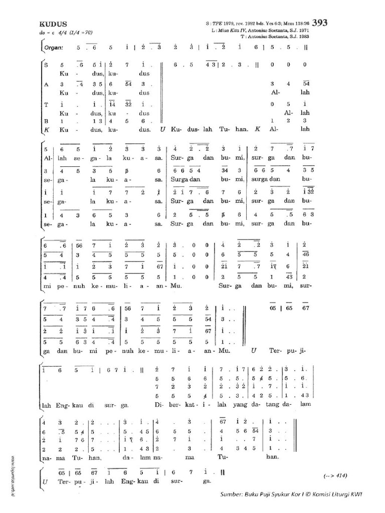PS 393 Sanctus Misa Kita IV | PDF