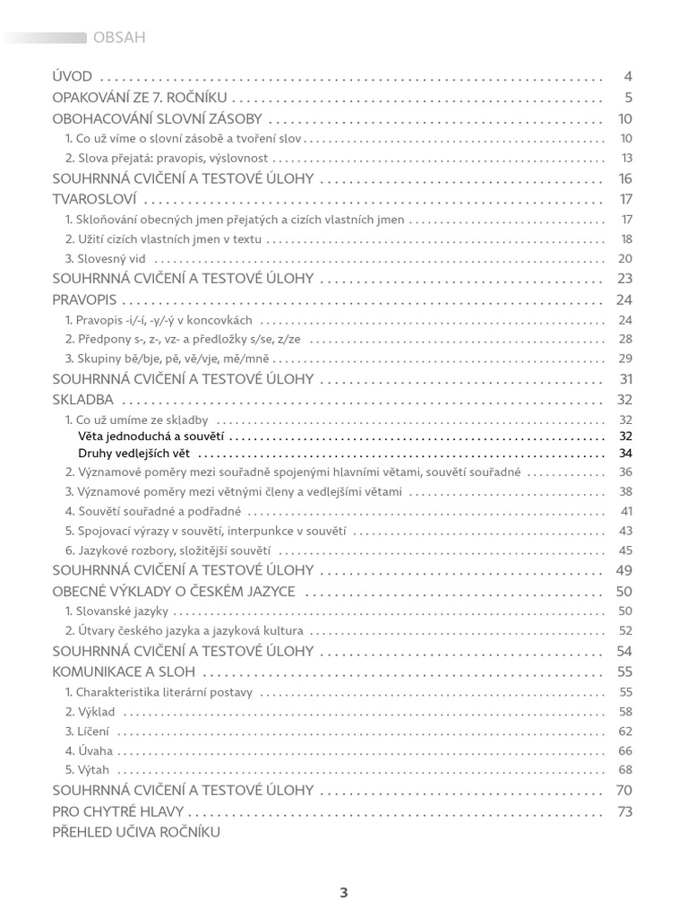 Cesky Jazyk 8 Ps 2v1 Obsah | PDF