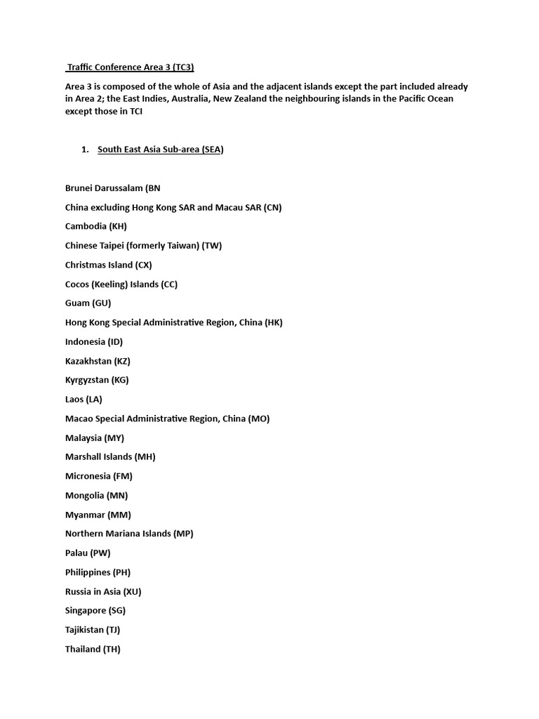 IATA Area 3 | PDF