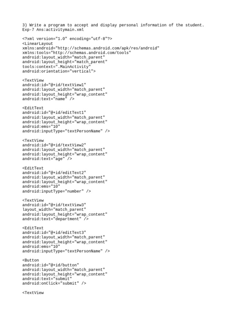 3) Write A Program To Accept and Display Personal Information of The ...
