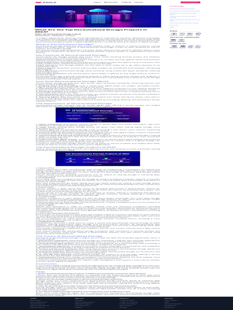 Blockchain - What are top decentralized storage projects 2024 | PDF | Internet | Computer Data ...