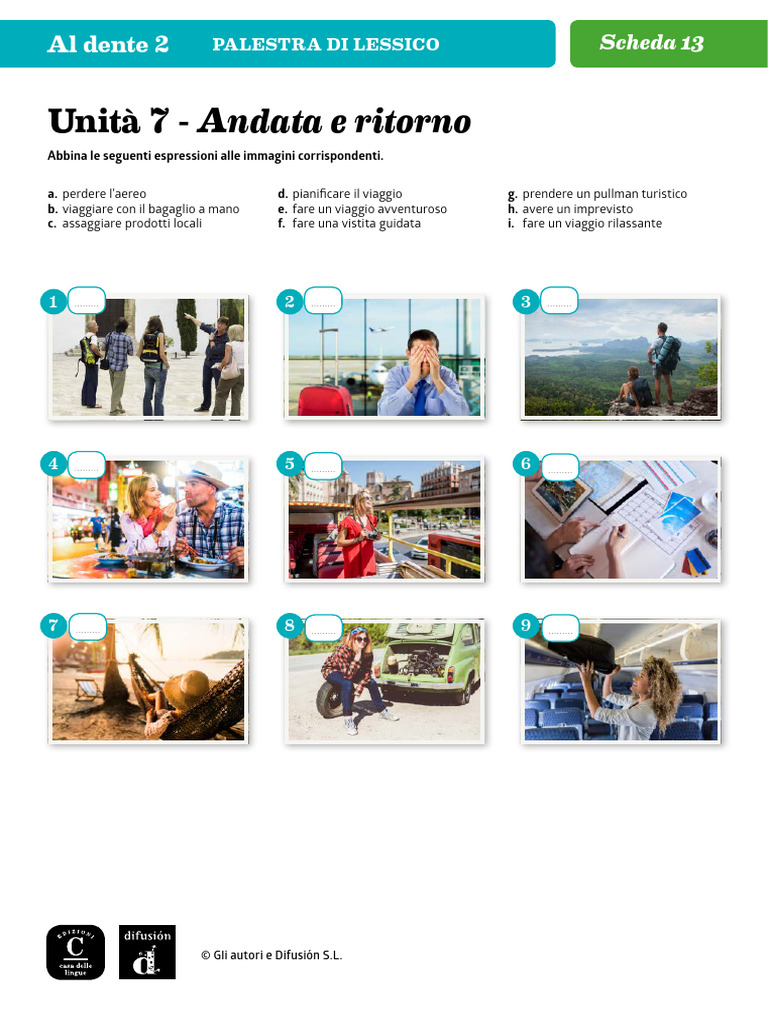 Aldente2 Palestra-Lessico Schede Viaggiare | PDF