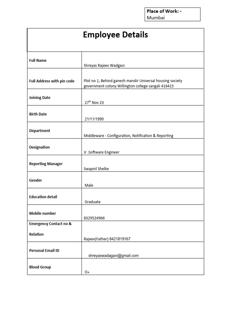 6_Access card Details Form Shreyas Rajeev Wadagavi | PDF