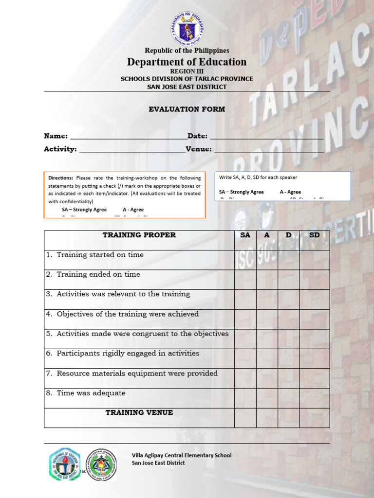 Evaluation Form Sheet Training Seminar Download Free Pdf Learning