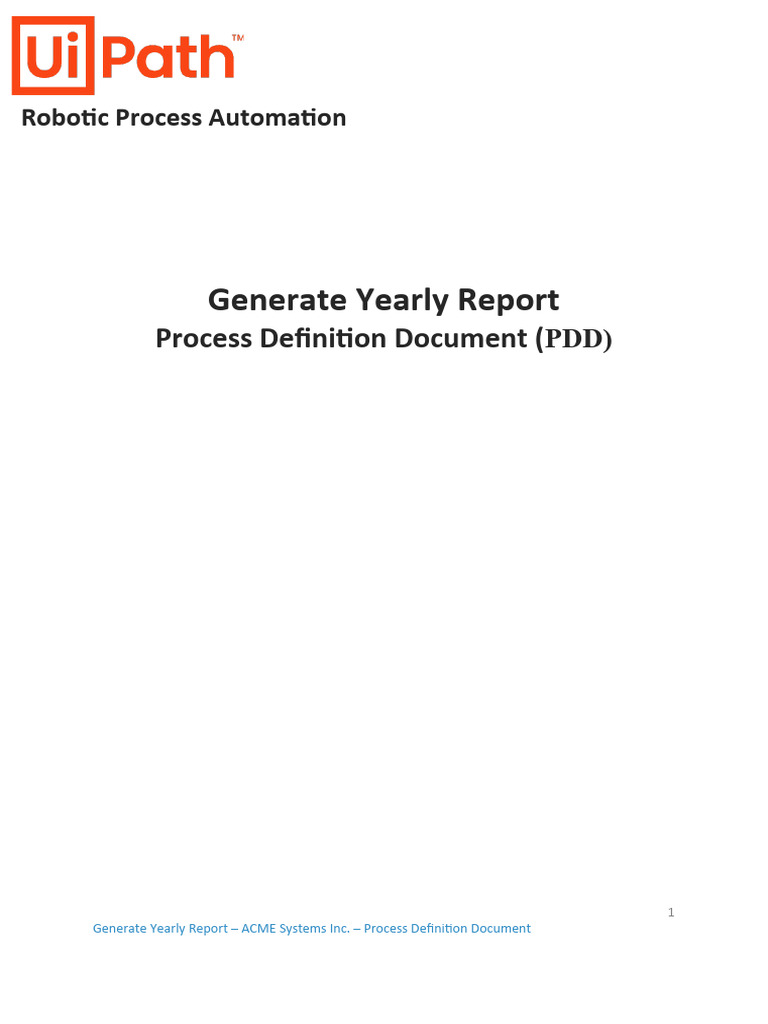 PDD - Generate Yearly Report | PDF | Business Process | Automation
