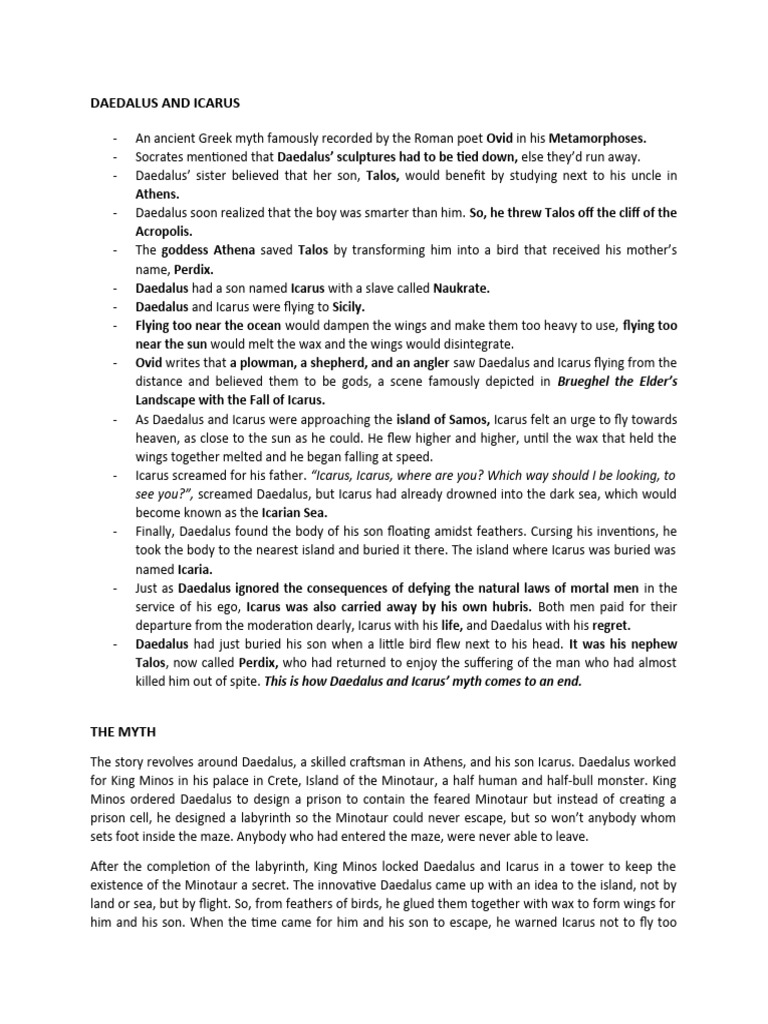 DAEDALUS AND ICARUS | PDF | Minotaur