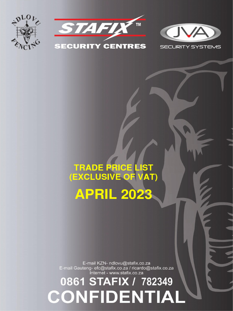 Ndlovu Stafix-Jva Trade Price List New - April 2023 | PDF | Wire | Insulator (Electricity)