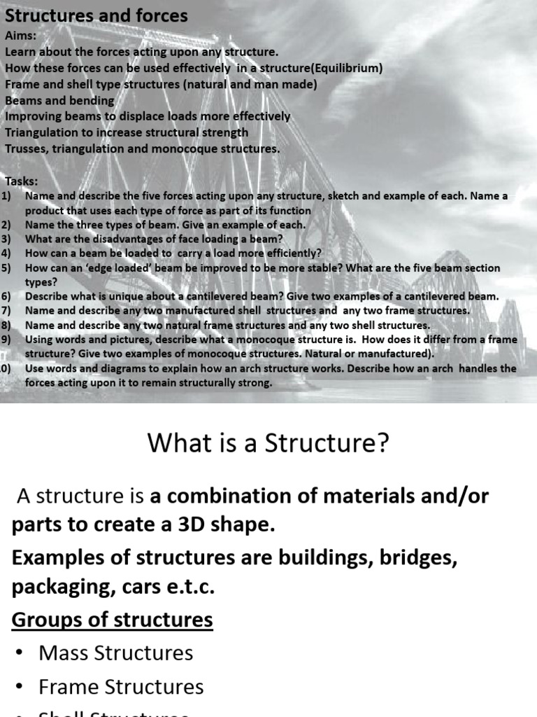 Structures and Forces Updated | PDF | Truss | Beam (Structure)