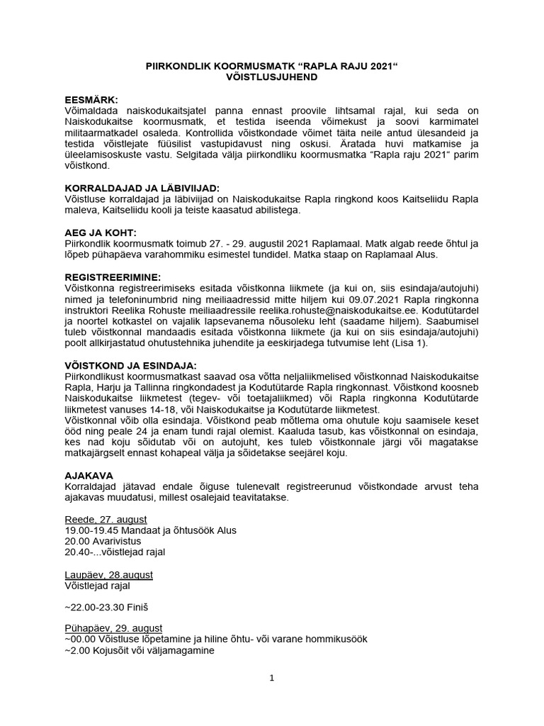 Piirkondliku Koormusmatka Rapla Raju Juhend | PDF