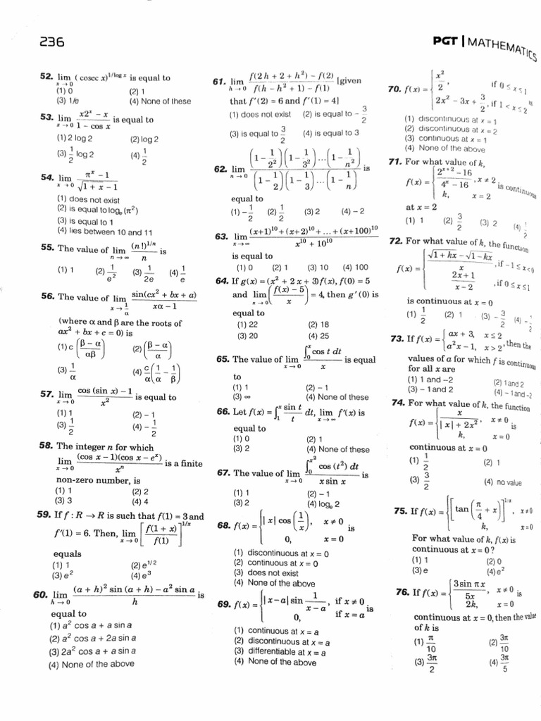 Limit Continuity and Differentiability DSSSB | PDF