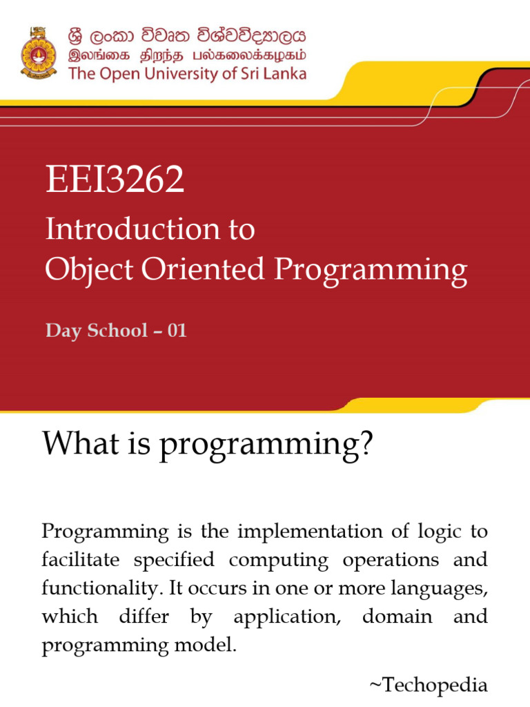 Day School 01 Presentation Pdf Programming Paradigms Java Programming Language