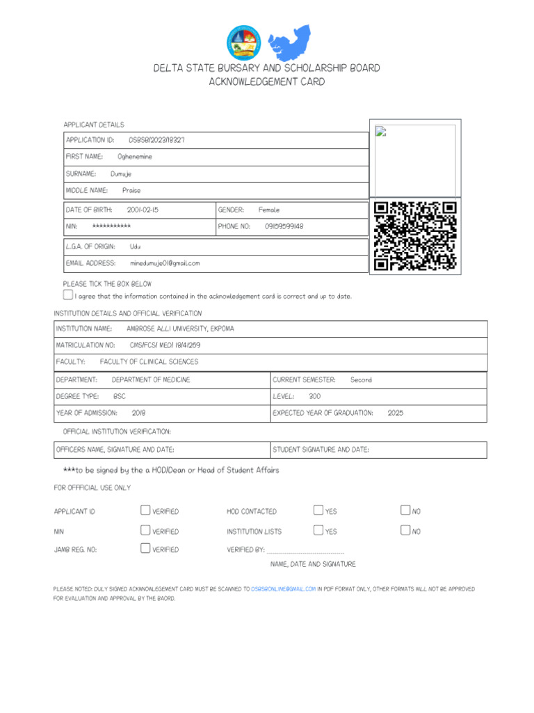 Acknowledgement Card | PDF