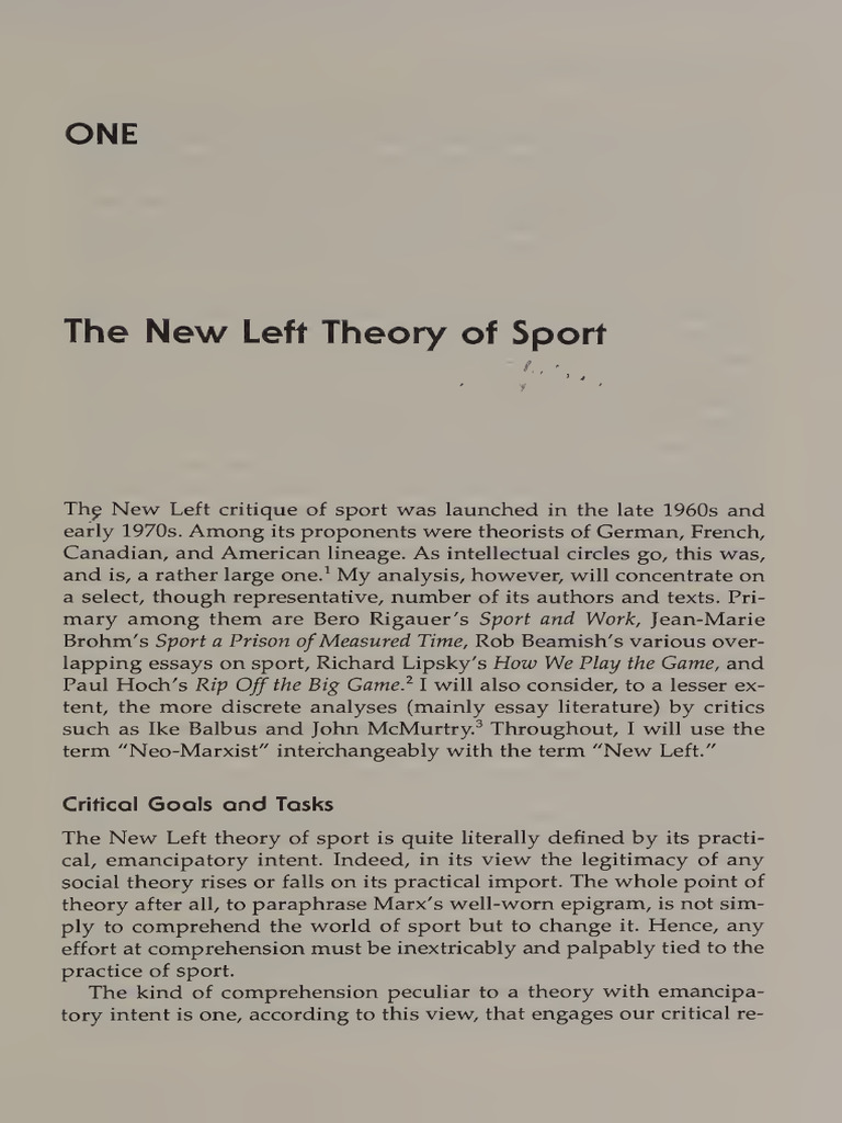 The New Left Theory of Sport | PDF | Causality | Theory