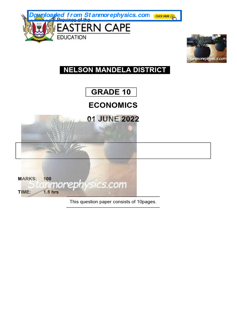 EC Economics Grade 10 June 2022 QP and Memo | PDF | Economic Surplus ...