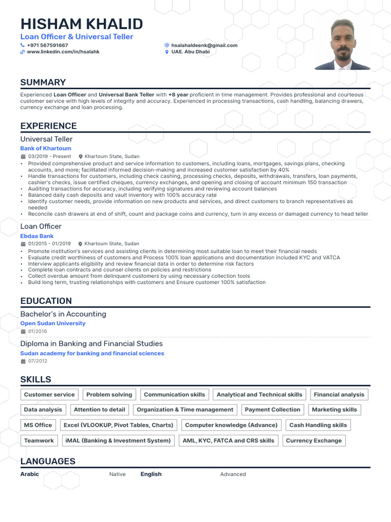Hisham Khalid Resume | PDF | Banks | Cash