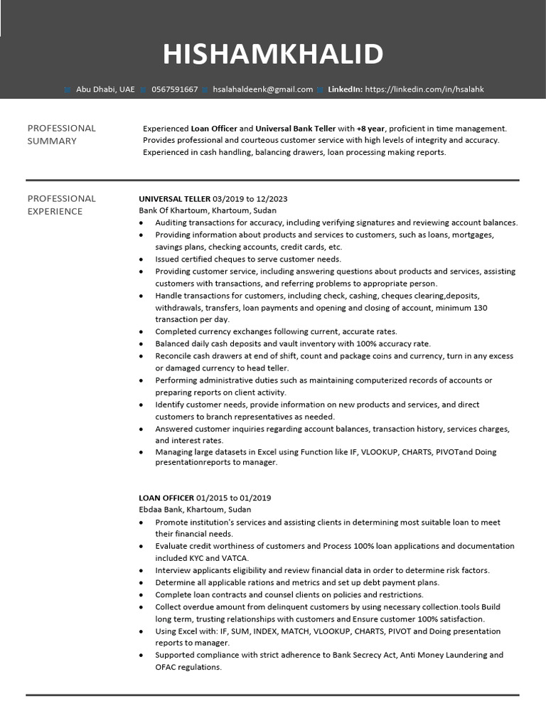 Hisham Khalid CV | PDF | Transaction Account | Cheque