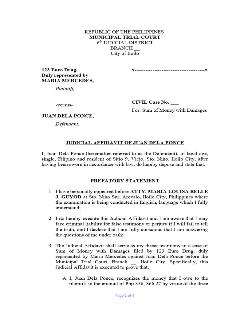 Annex B Judicial Affidavit | PDF | Affidavit | Lawsuit