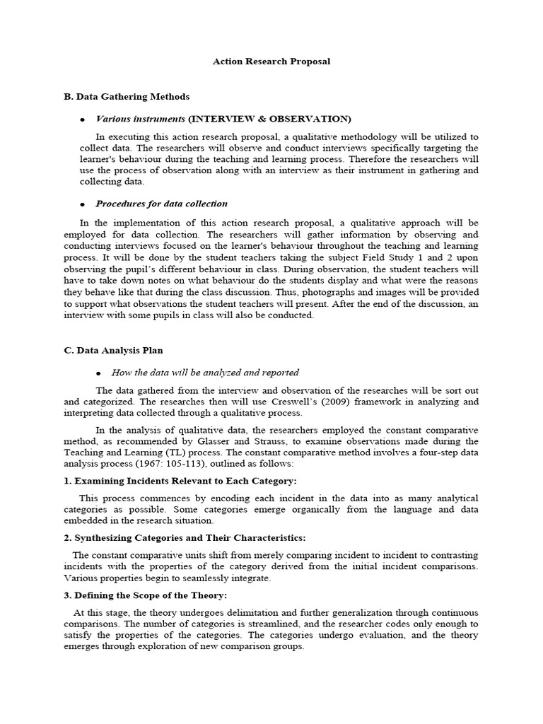 Action Research Proposal | PDF | Methodology | Qualitative Research