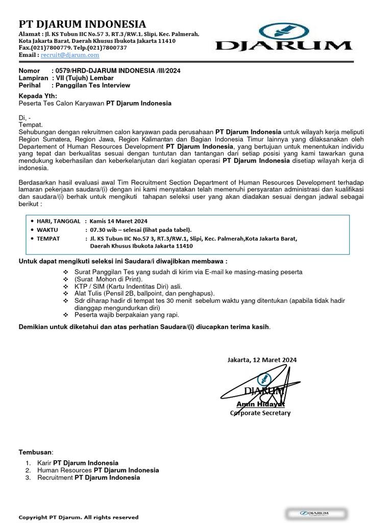 Interview PT Djarum Indonesia 2024 | PDF