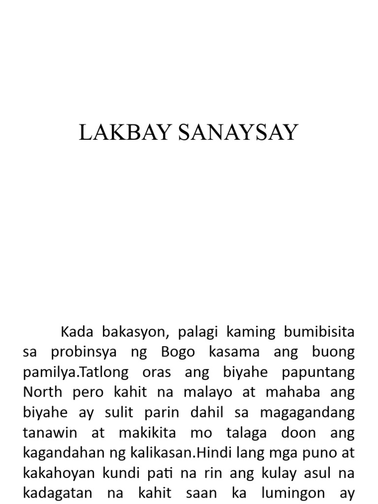 Lakbay Sanaysay Halimbawa | PDF