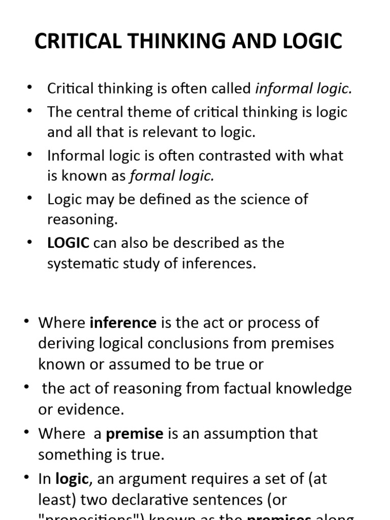 CRITICAL THINKING Presentation 6 | PDF | Logic | Inference