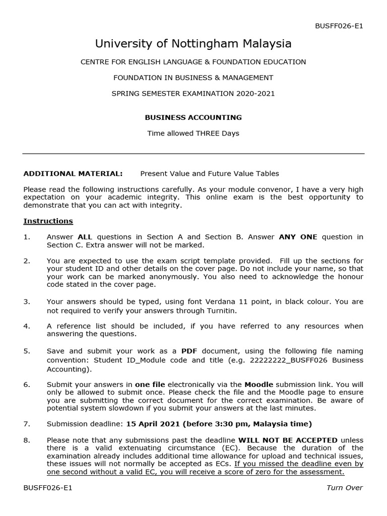 Final Exam Paper 2020-2021 | PDF | Debits And Credits | Balance Sheet