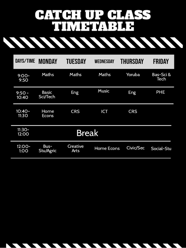 Catch-Up Class Timetable Overview | PDF