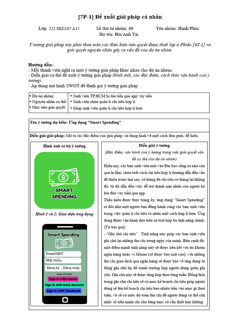 (7P-1) Đề xuất giải pháp cá nhân | PDF